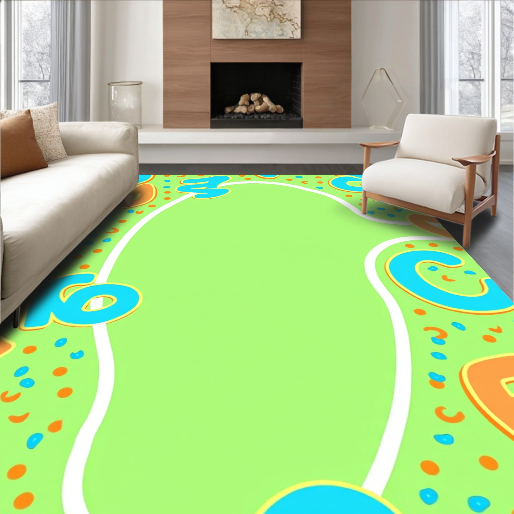 ODIKA 4x6 Machine Washable Non-Slip Area Rug, Interactive ABC Raceway ...