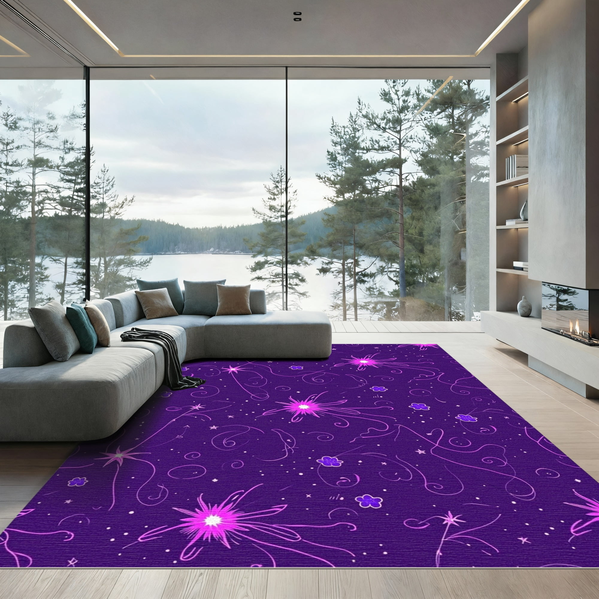 ODIKA 4'x6' Machine Washable Non-Slip Area Rug, Magical Twinkling ...