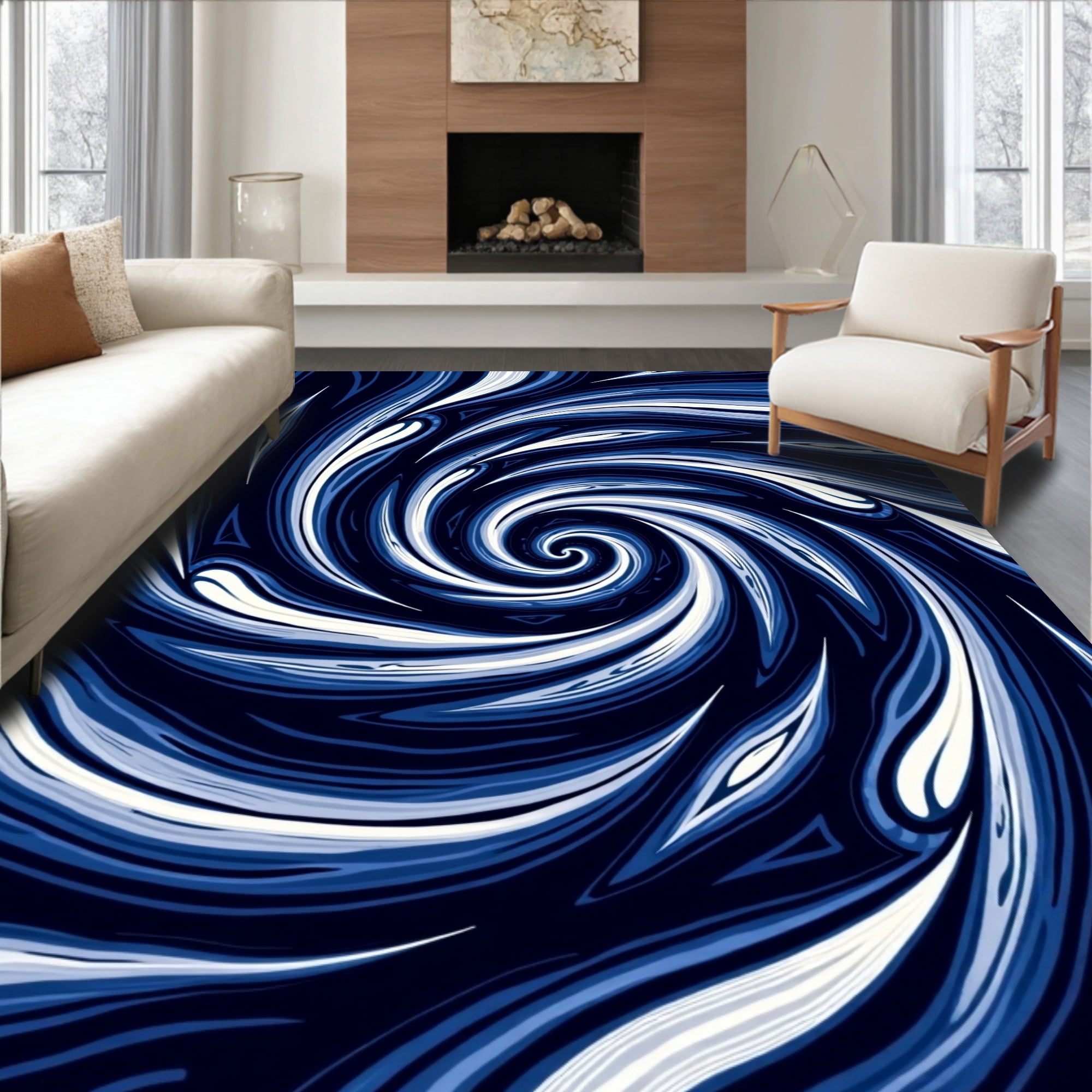 ODIKA 4x6 Machine Washable Non-Slip Area Rug, Mongolian Cloud Swirl ...