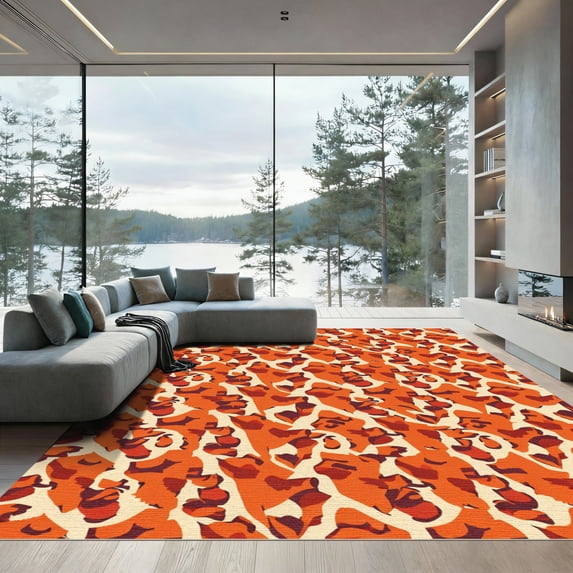 ODIKA 4'x6' Machine Washable Non-Slip Area Rug, Safari Rhythm ...