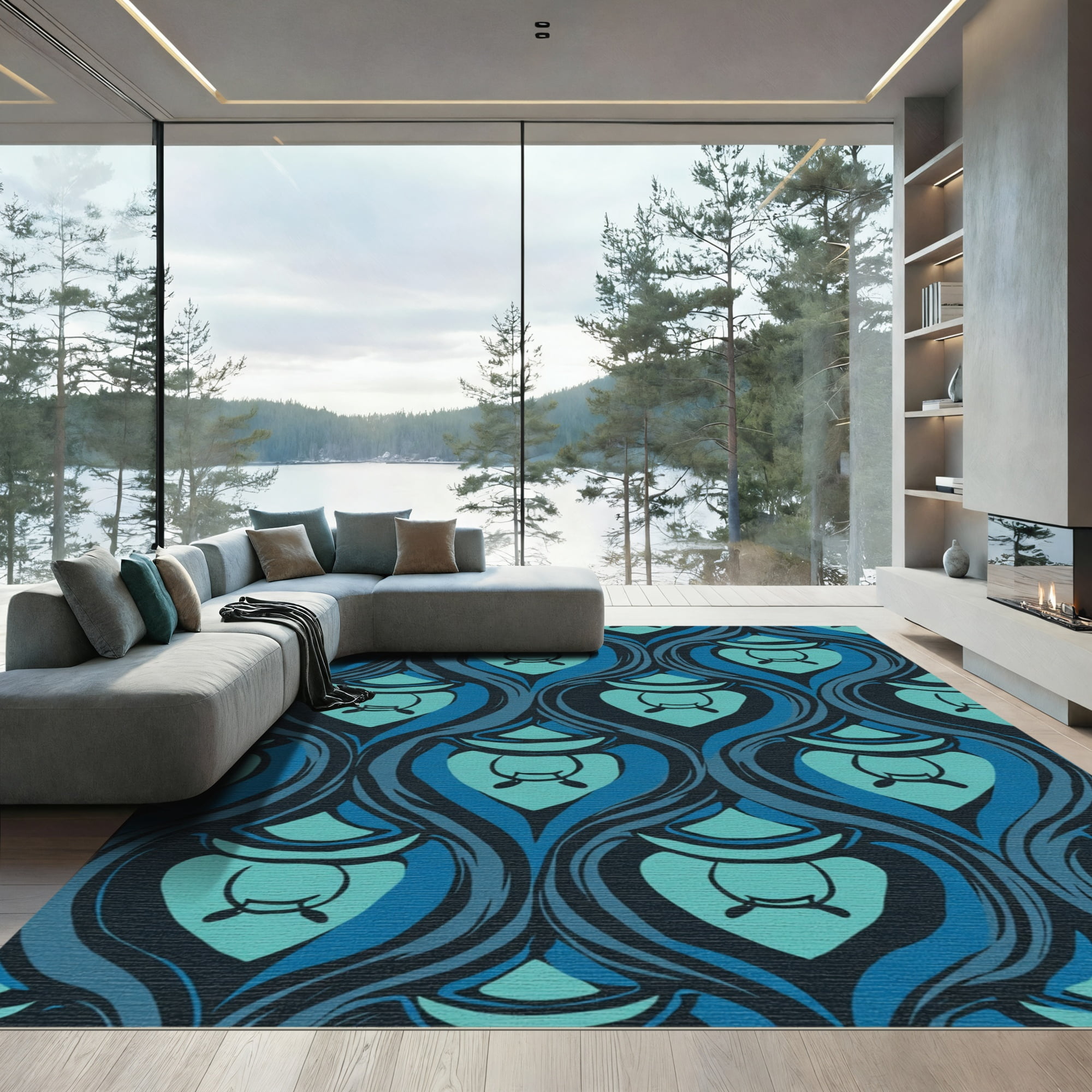 ODIKA 4'x6' Machine Washable Non-Slip Area Rug, Scales of the Serpent ...