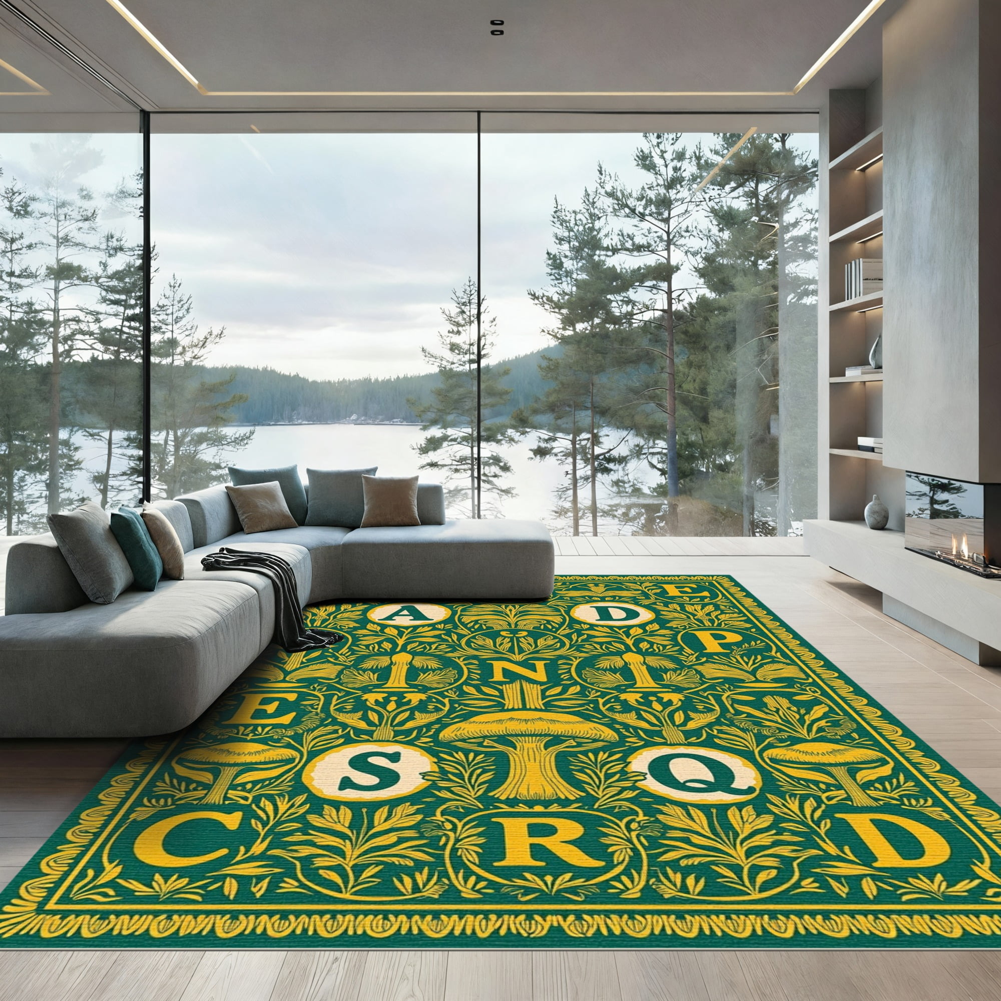 ODIKA 4'x6' Machine Washable Non-Slip Area Rug, Storybook Alphabet ...