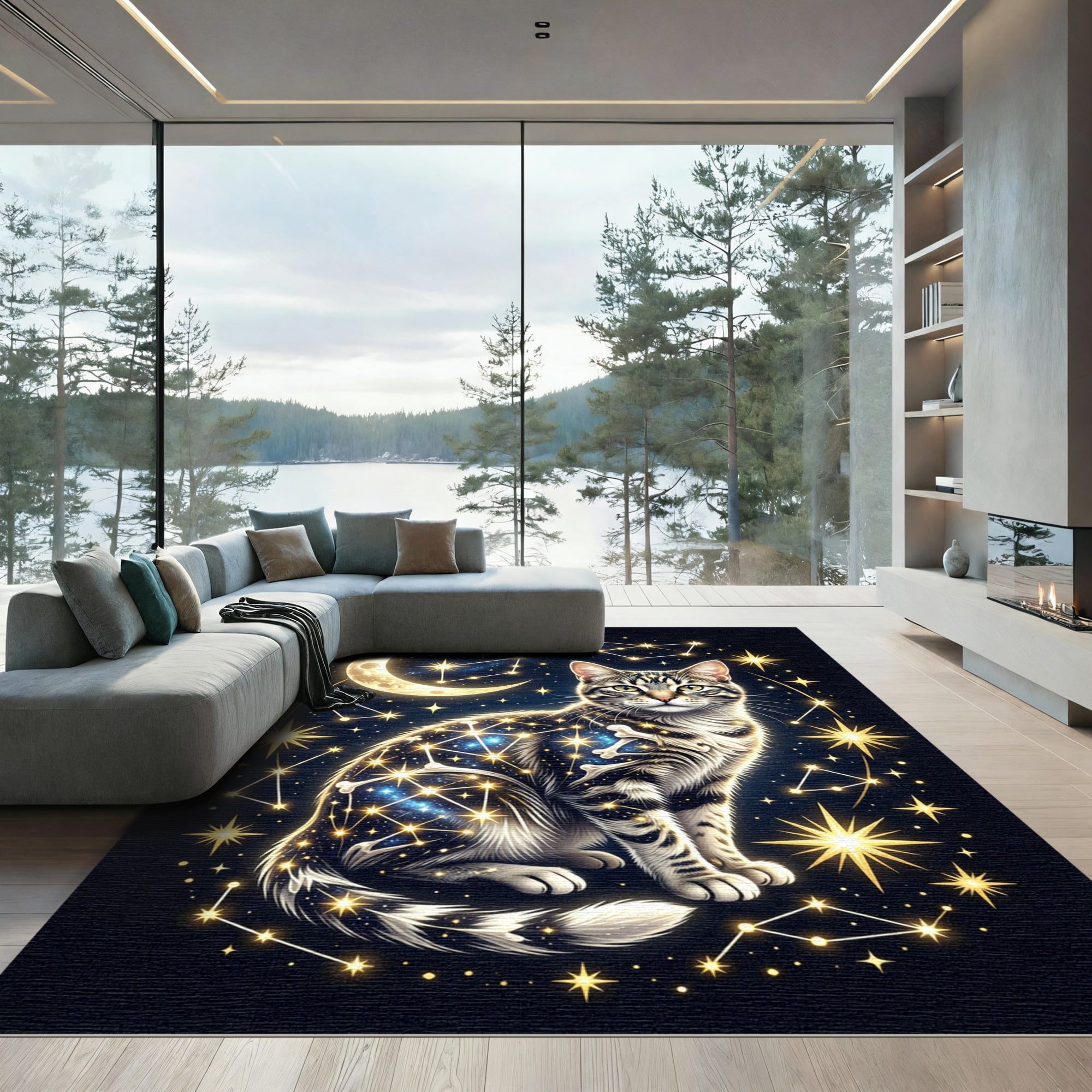ODIKA 4'x6' Machine Washable Non-Slip Area Rug, Whimsigoth Black High ...