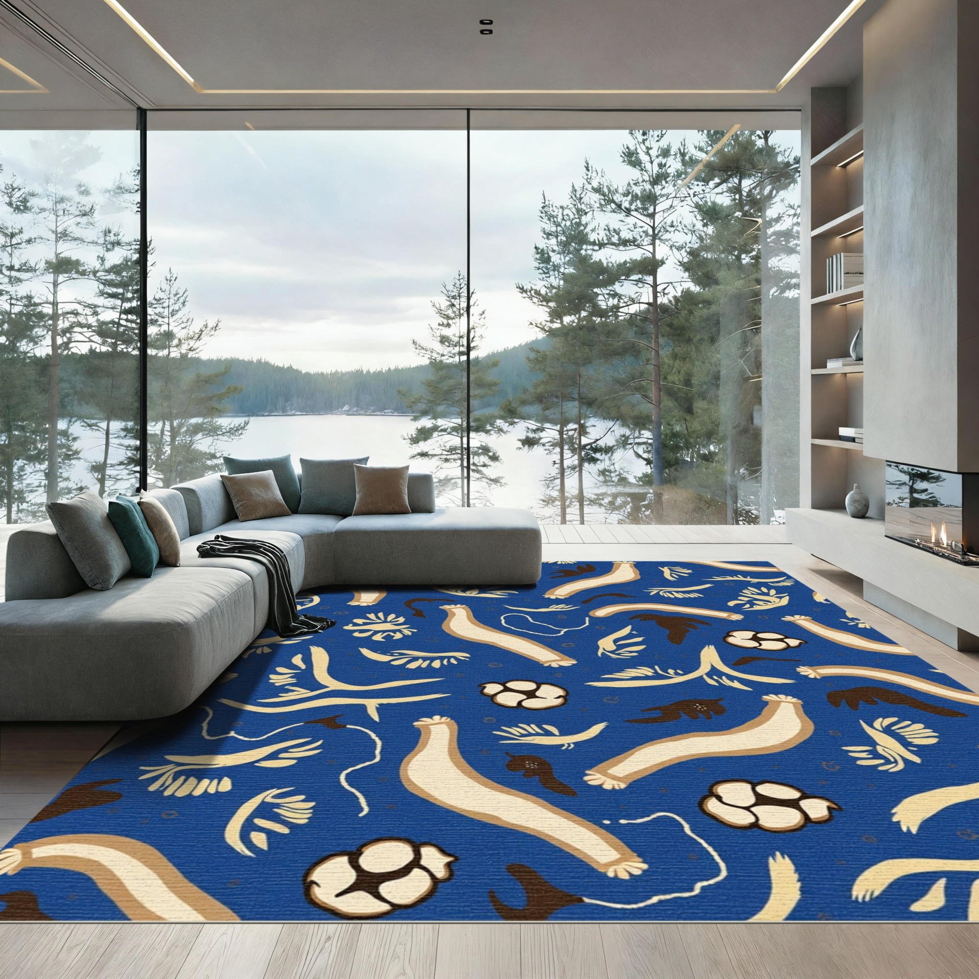 ODIKA 4'x6' Machine Washable Non-Slip Area Rug, Wildlife Wander ...
