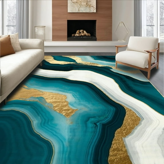 ODIKA 5' x 7' Machine Washable Non-Slip Area Rug, Abstract Swirl High ...