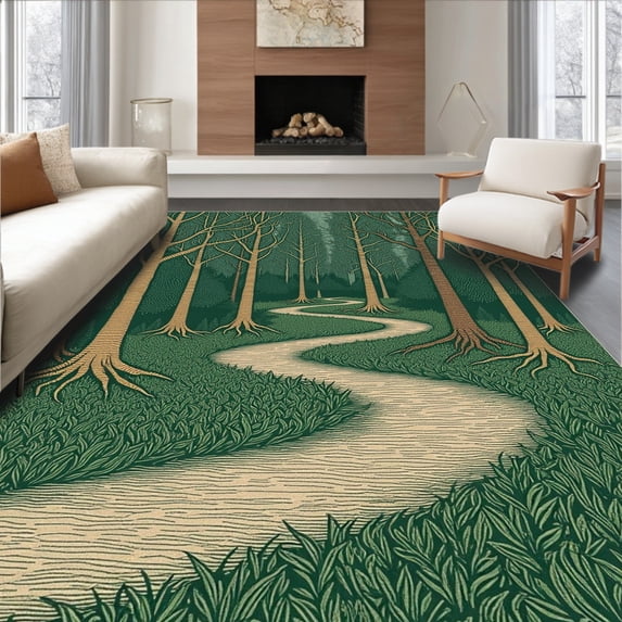 ODIKA 5' x 7' Machine Washable Non-Slip Area Rug, Art Nouveau Tree High ...