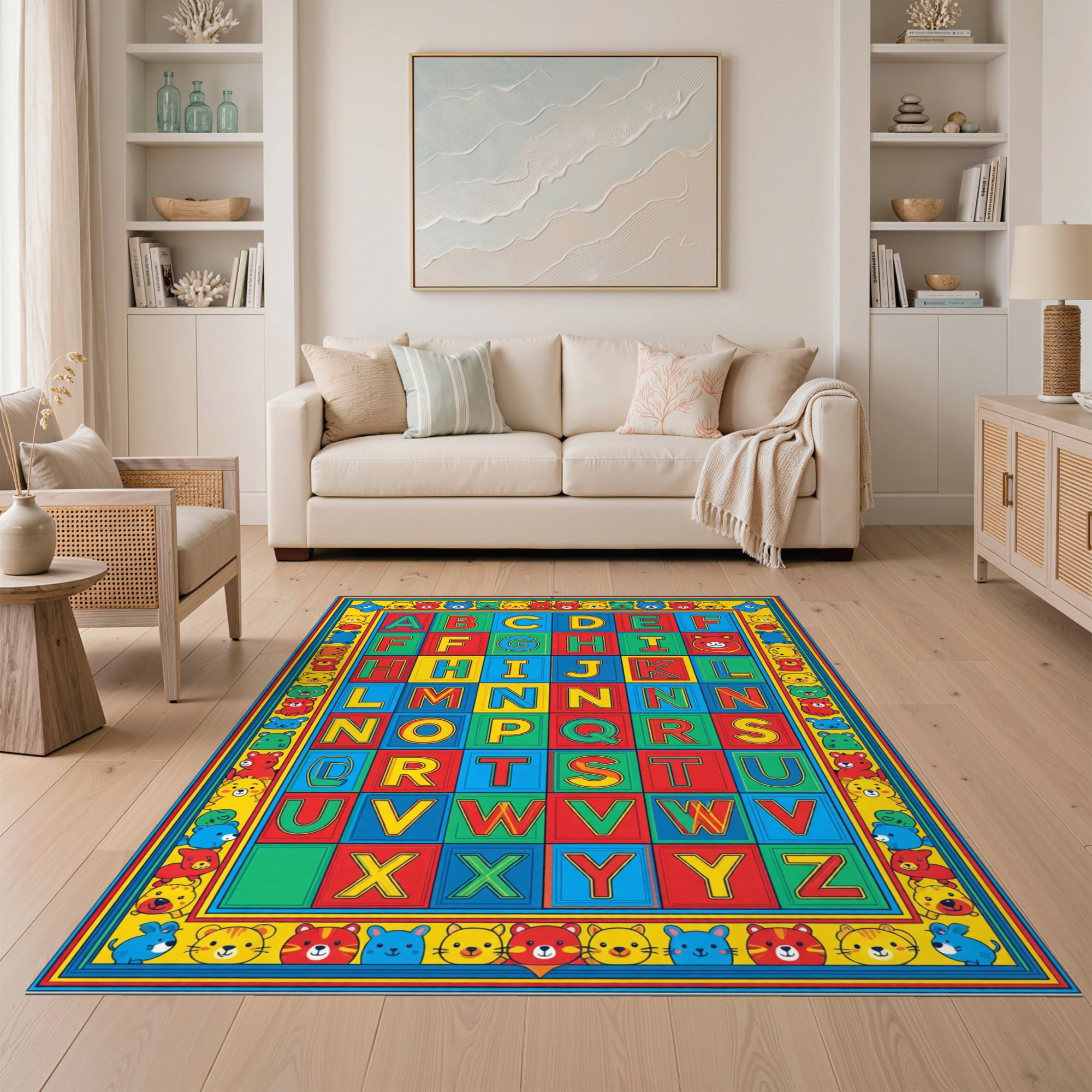 ODIKA 5'x7' Ultra-Soft Area Rug, Alphabet Abc Classroom Elementary ...