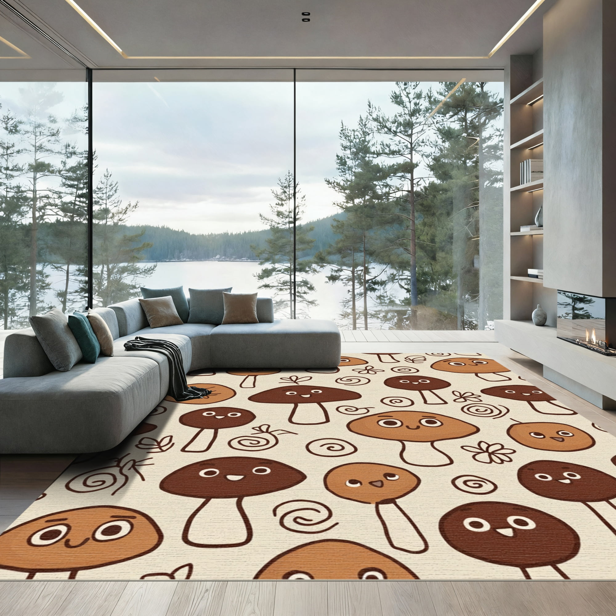 ODIKA 5'x7' Machine Washable Non-Slip Area Rug, Cute Cartoon Inspired ...