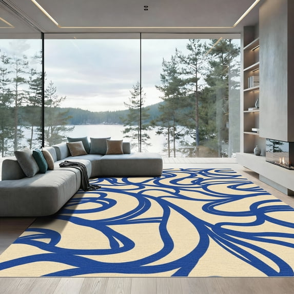ODIKA 5x7 Machine Washable Non-Slip Area Rug, Edge Defined Abstract ...