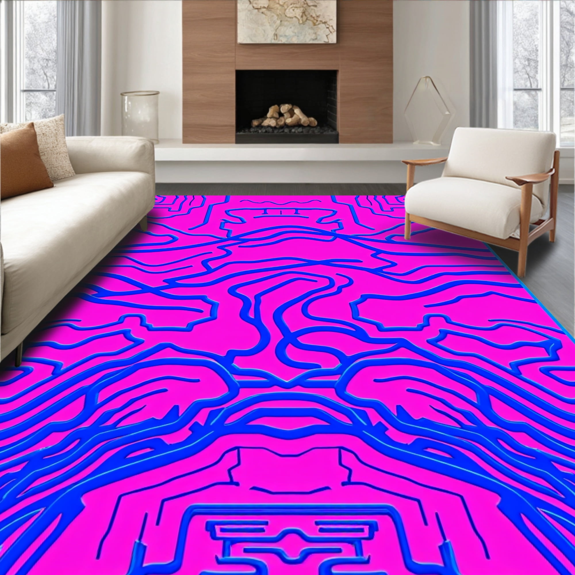 ODIKA 5x7 Machine Washable Non-Slip Area Rug, Futuristic Cyberpunk ...