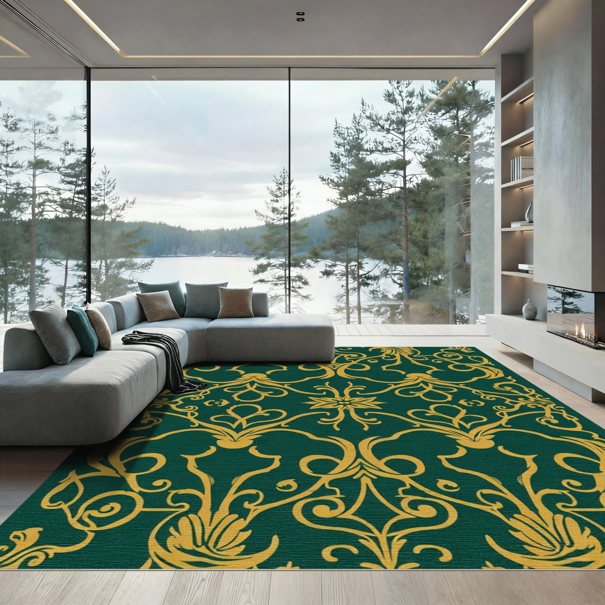 ODIKA 5'x7' Machine Washable Non-Slip Area Rug, Intricate Serpent ...