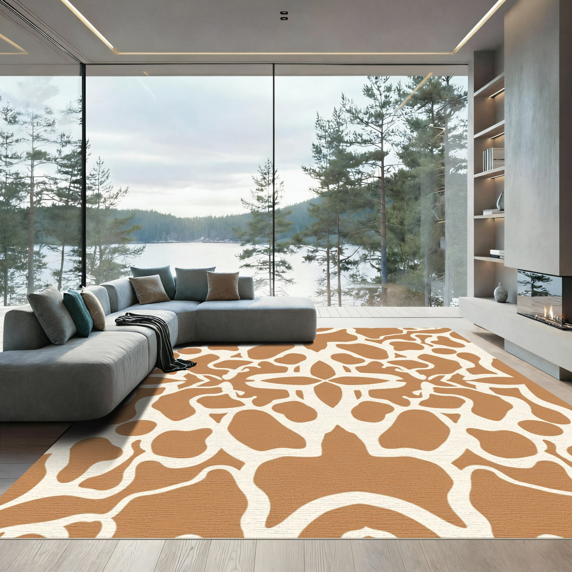 ODIKA 5'x7' Machine Washable Non-Slip Area Rug, Rustic Interlocking ...