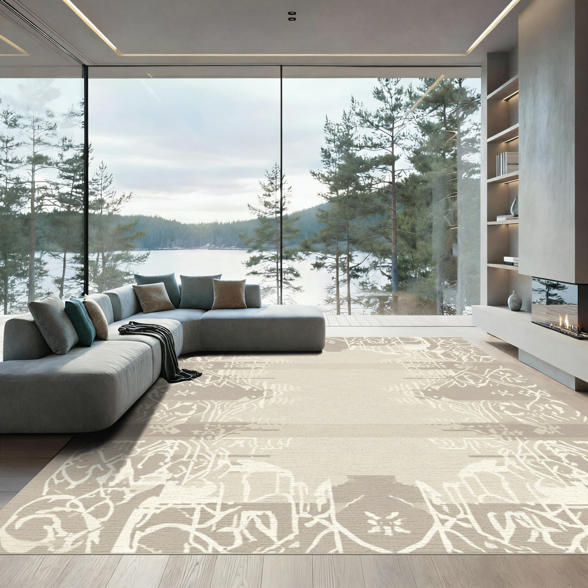 ODIKA 5'x7' Machine Washable Non-Slip Area Rug, Stylish Interwoven with ...