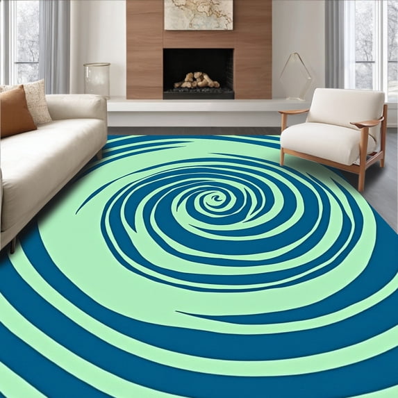 ODIKA 6' x 9' Machine Washable Non-Slip Area Rug, Op Art Spiral High ...