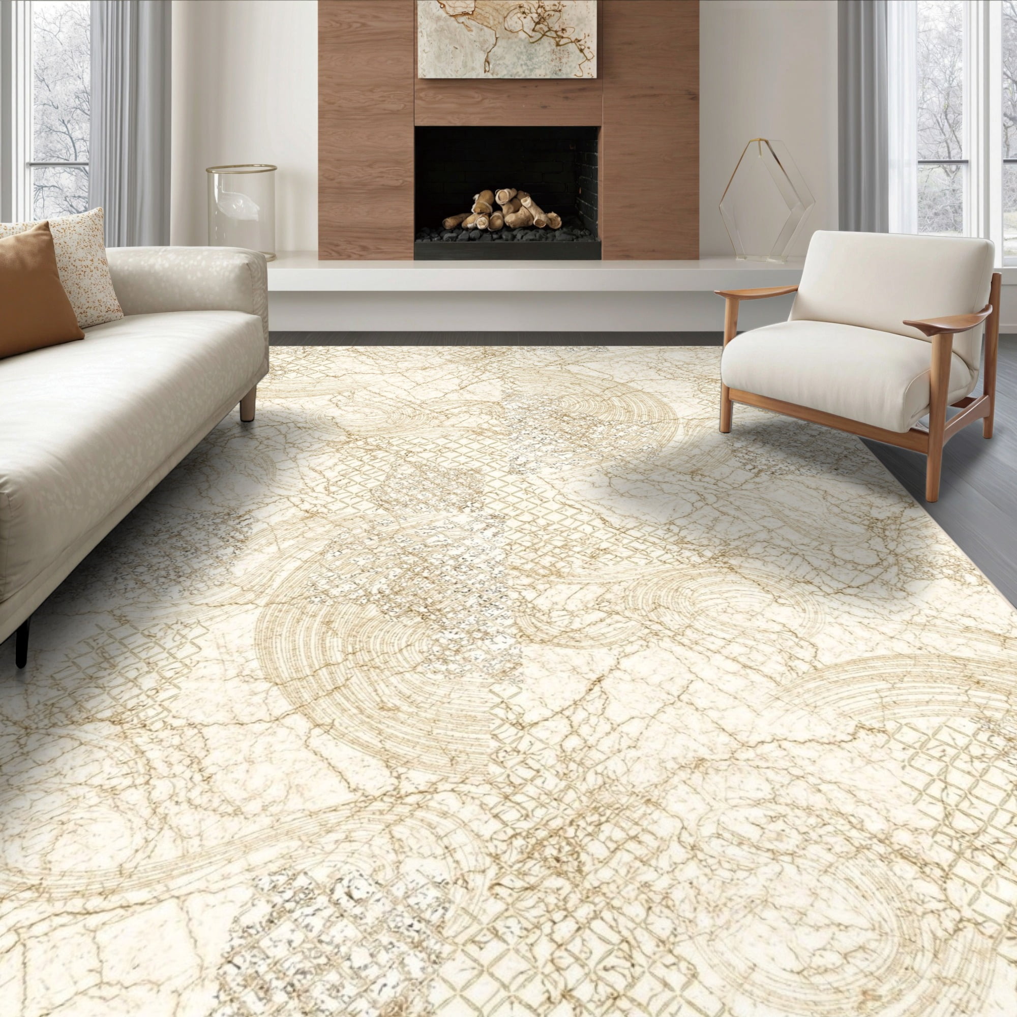 ODIKA 6'x9' Ultra-Soft Area Rug, Abstract Key Artwork Asymmetric ...