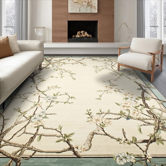 ODIKA 6'x9' Ultra-Soft Area Rug, Round Interlocking Shaped Border ...