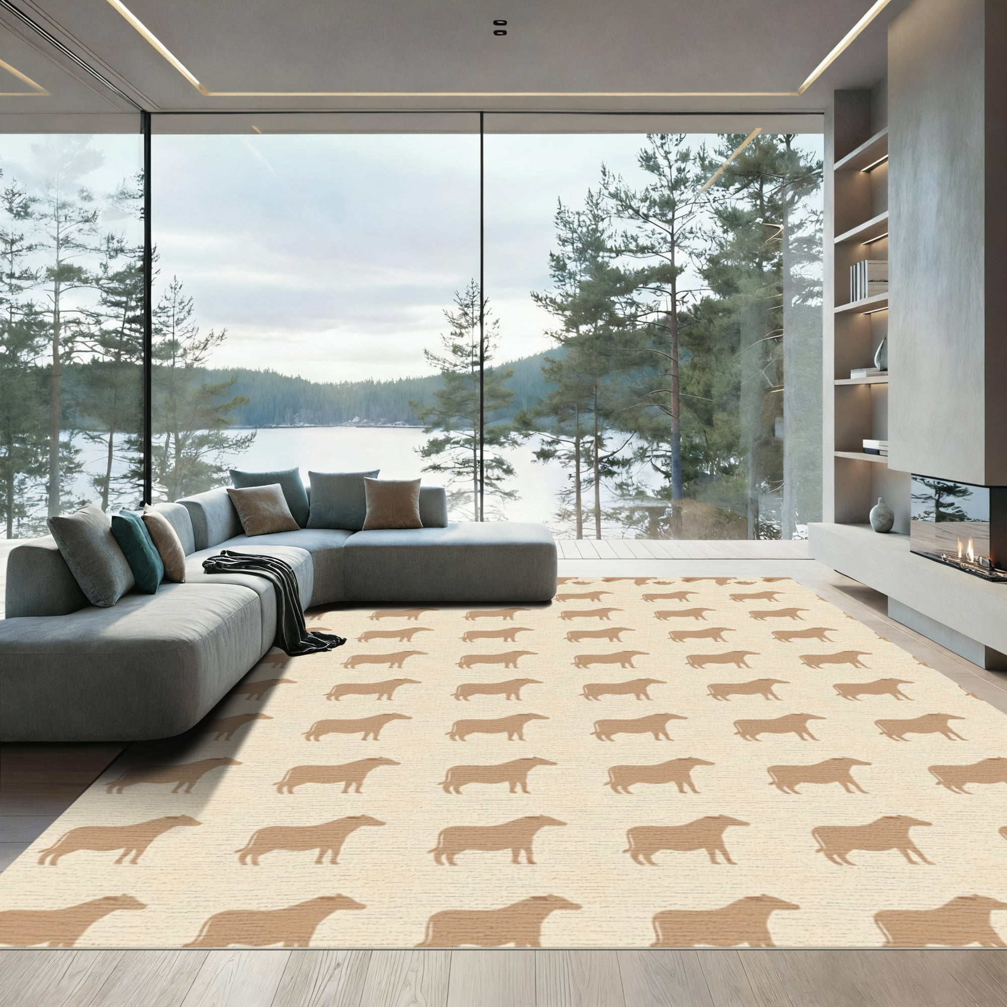 ODIKA 6'x9' Machine Washable Non-Slip Area Rug, Artistic Snake Skin ...