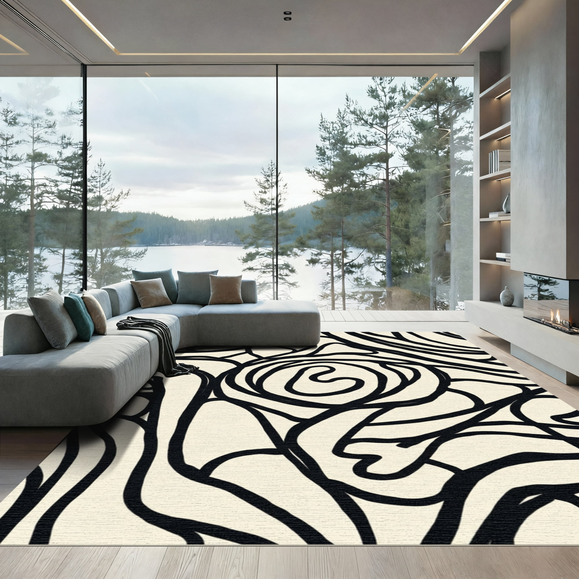 ODIKA 6'x9' Machine Washable Non-Slip Area Rug, Chic Abstract Animal ...
