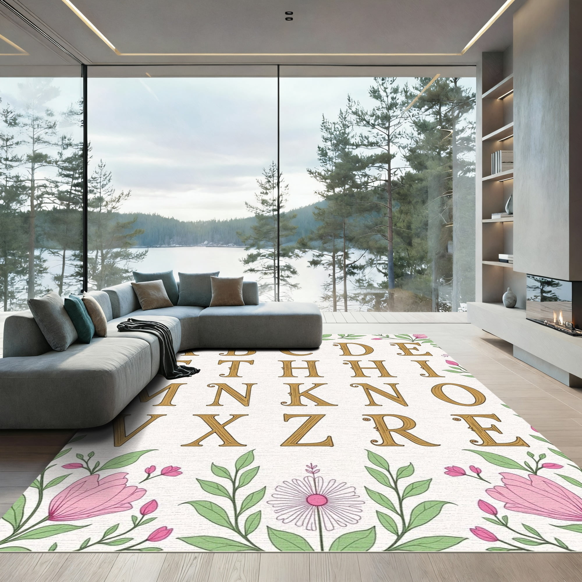 ODIKA 6x9 Machine Washable Non-Slip Area Rug, Enchanted Forest Letter ...