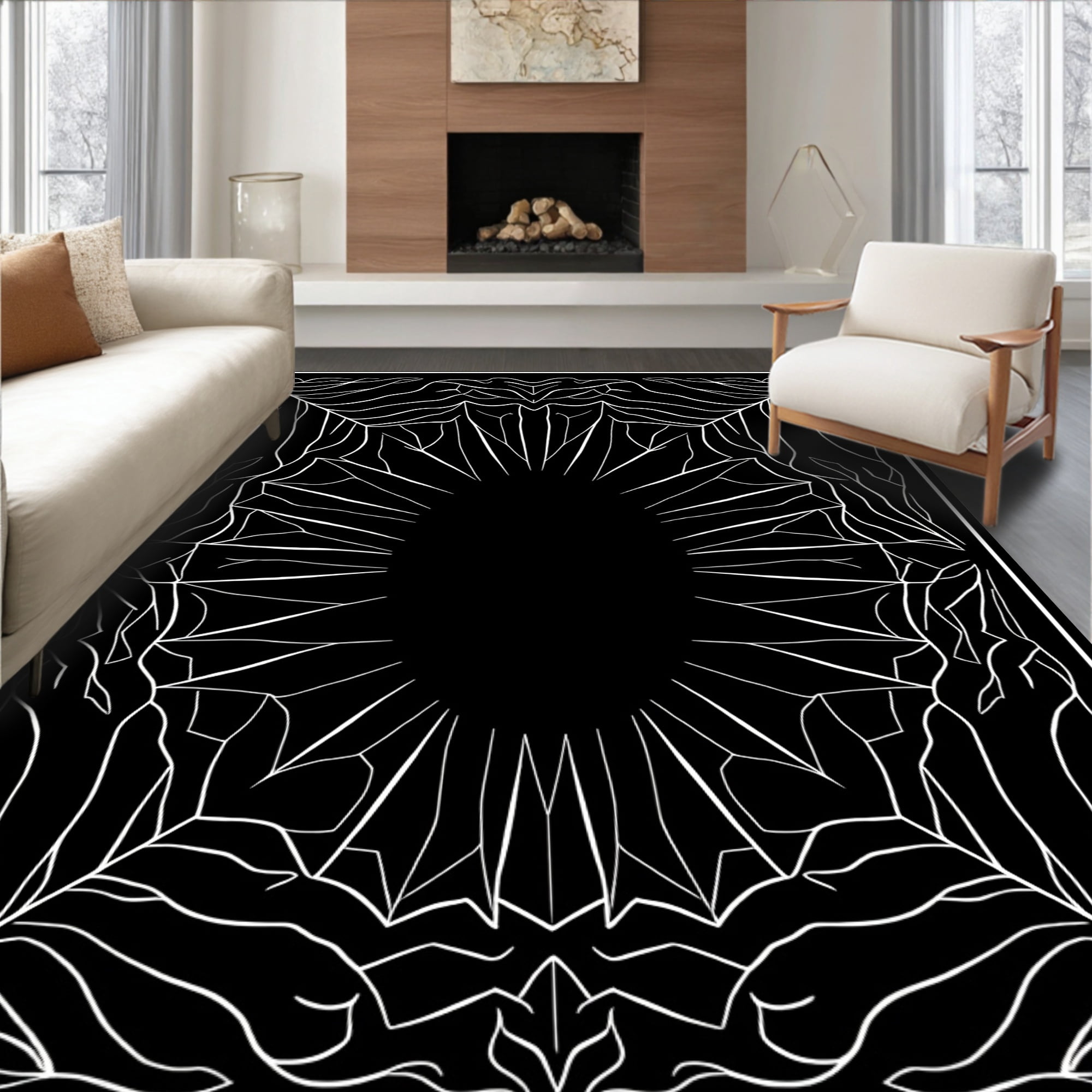 ODIKA 6'x9' Machine Washable Non-Slip Area Rug, Enchanted Spider Web ...