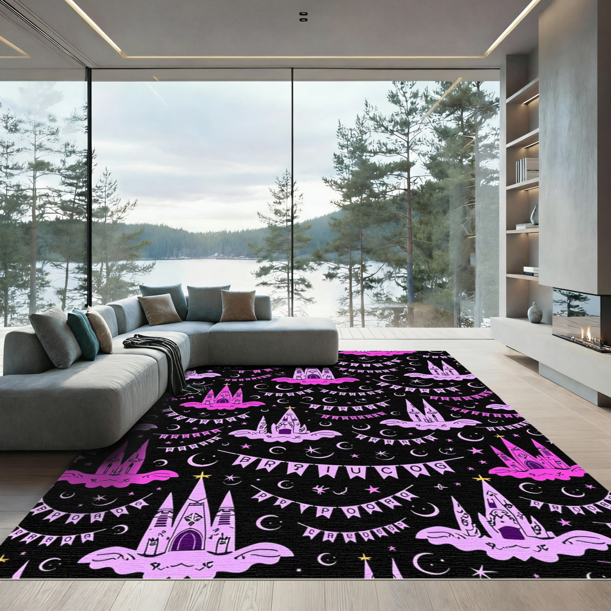 ODIKA 6'x9' Machine Washable Non-Slip Area Rug, Magical Fairy Tale ...