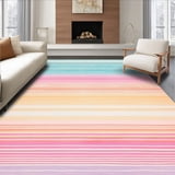 ODIKA 6'x9' Machine Washable Non-Slip Area Rug, Stripe Pastel Dreamland ...