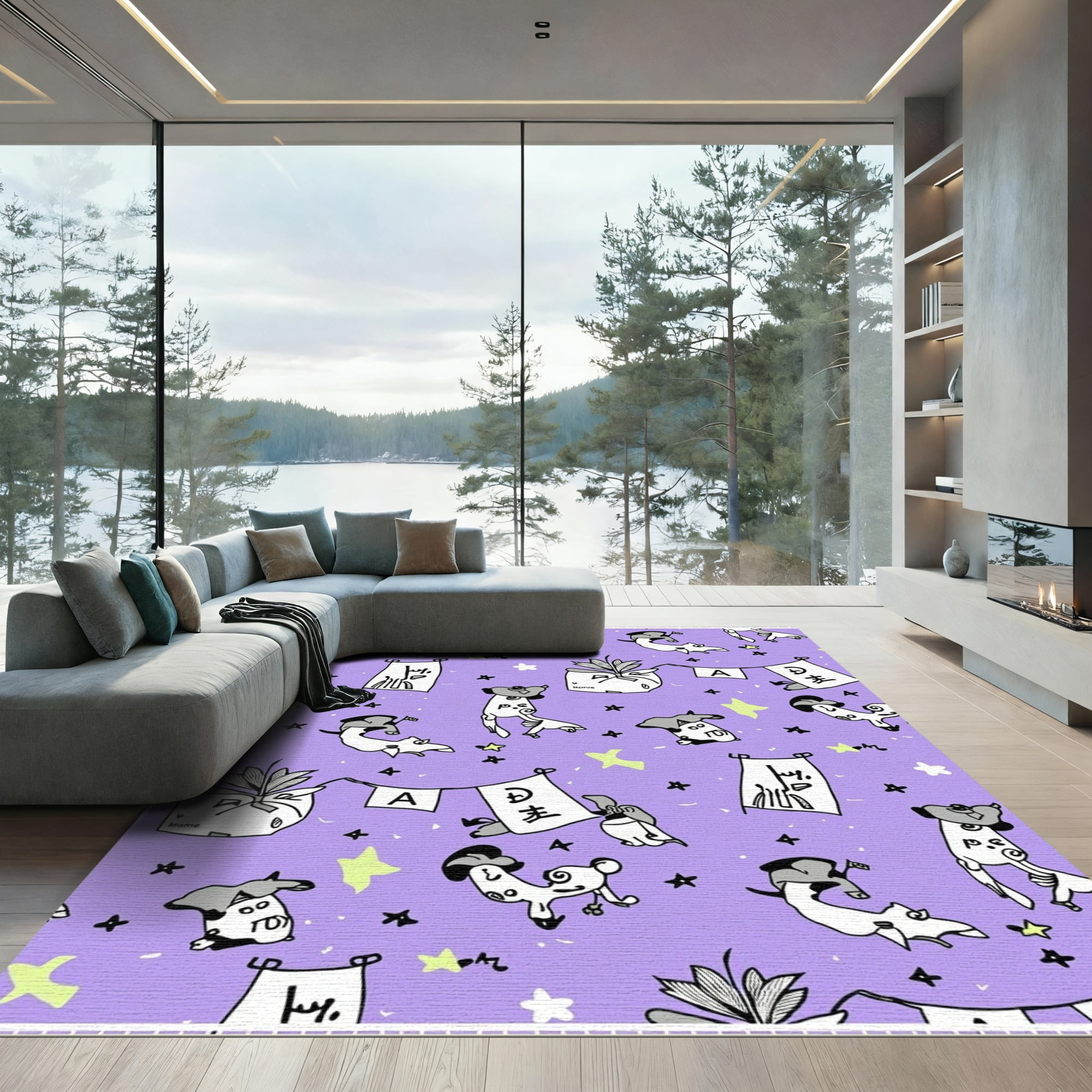 ODIKA 6x9 Machine Washable Non-Slip Area Rug, Storybook Letter Parade ...