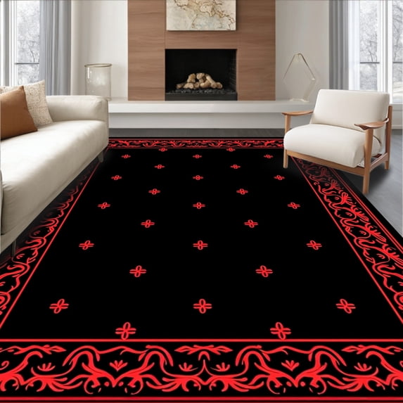 ODIKA 8' x 10' Machine Washable Non-Slip Area Rug, Baroque Fleur-de-Lis ...