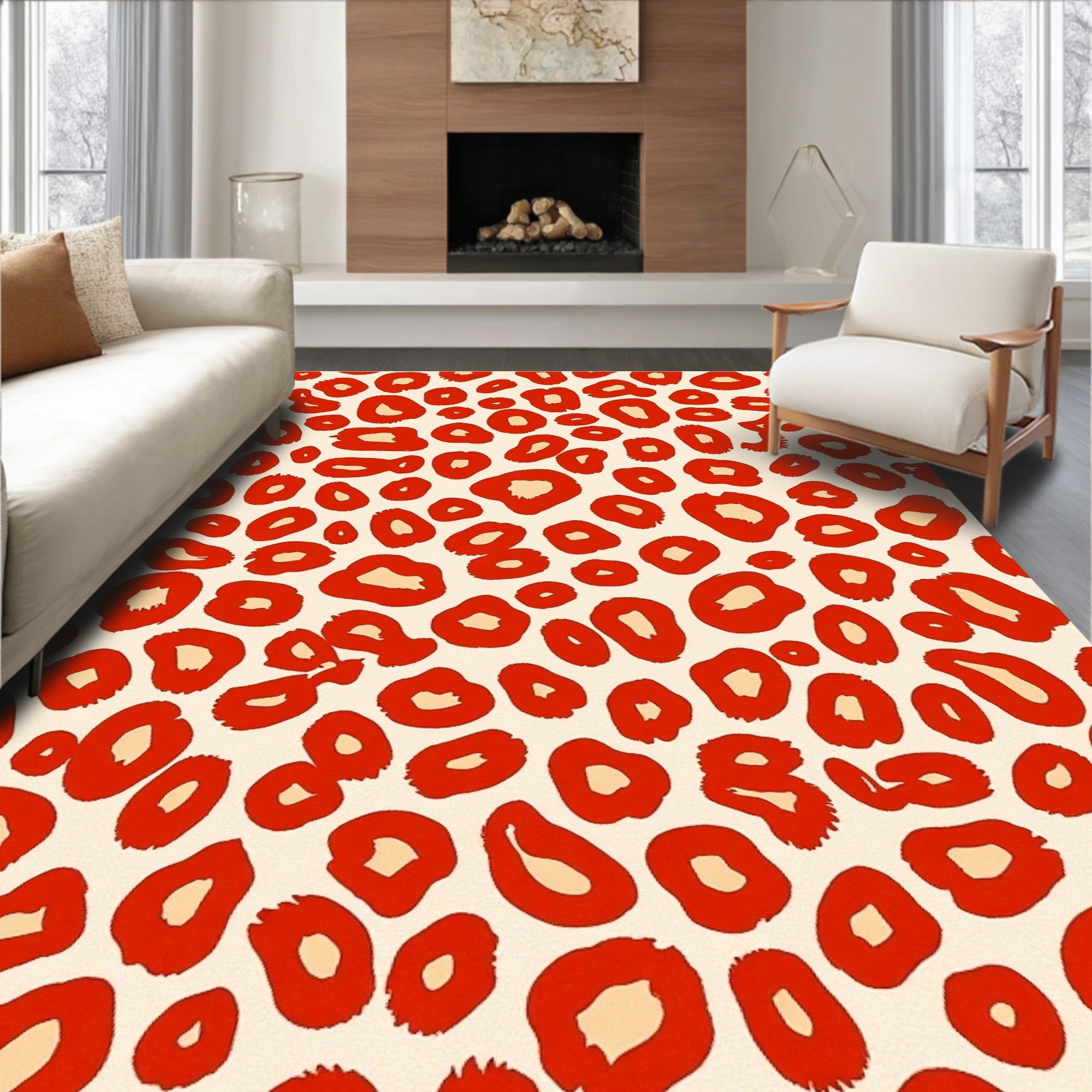 ODIKA 8' x 10' Machine Washable Non-Slip Area Rug, Leopard Leopard-Spot ...