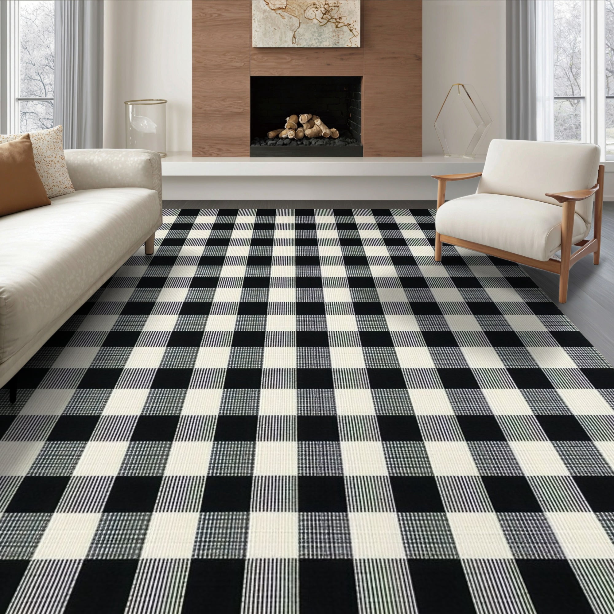 ODIKA 8'x10' Ultra-Soft Area Rug, Grid Race Checkered Checkerboard ...