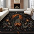 ODIKA 8'x10' Washable Area Rug Non-Slip Chair-Friendly Mat Black Orange ...