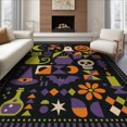 ODIKA 8'x10' Washable Area Rug Non-Slip Chair-Friendly Mat Black Orange ...