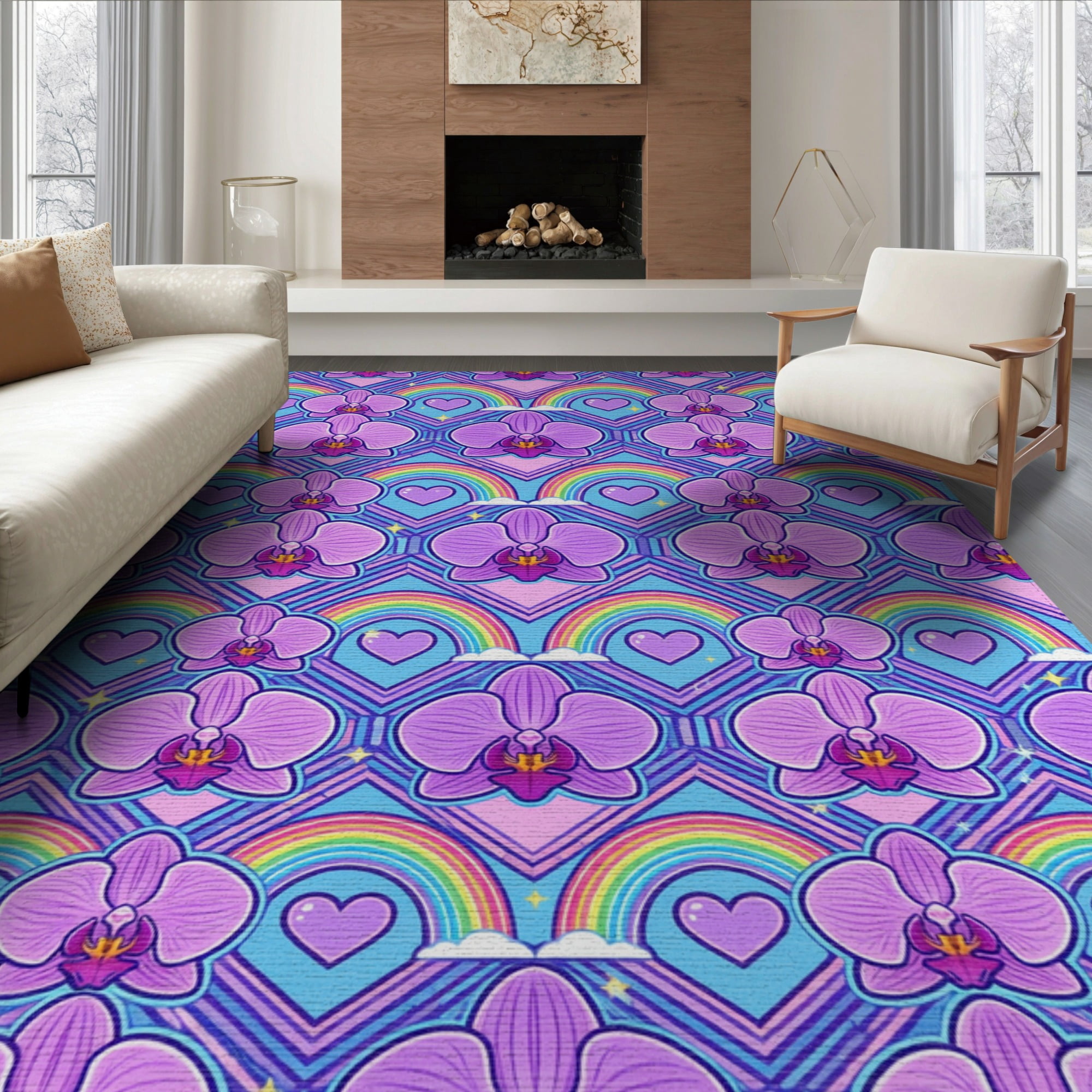 ODIKA 8'x10' Washable Area Rug Non-Slip Chair-Friendly Mat Classroom ...
