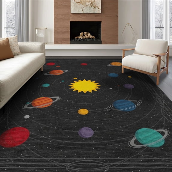 ODIKA 8'x10' Washable Area Rug Non-Slip Chair-Friendly Mat Galaxy ...
