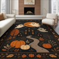 ODIKA 8'x10' Washable Area Rug Non-Slip Chair-Friendly Mat Orange Black ...