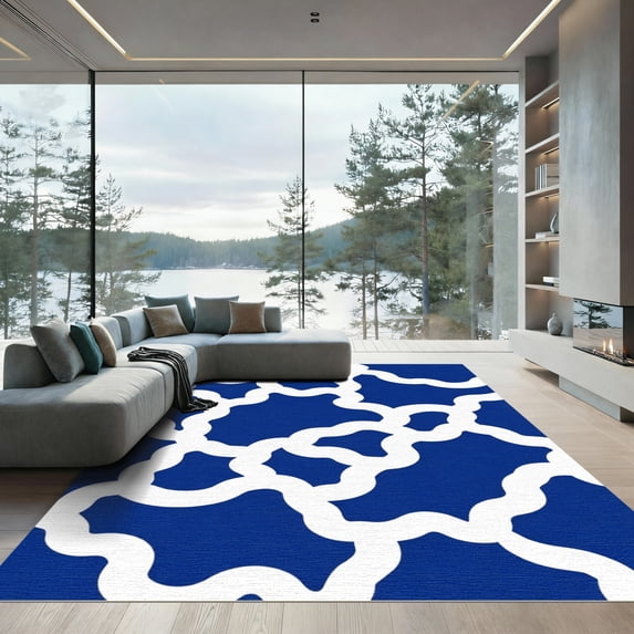 ODIKA 8'x10' Machine Washable Non-Slip Area Rug, Abstract Wash with ...