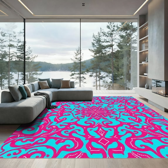 ODIKA 8'x10' Machine Washable Non-Slip Area Rug, Chic Interlocking ...