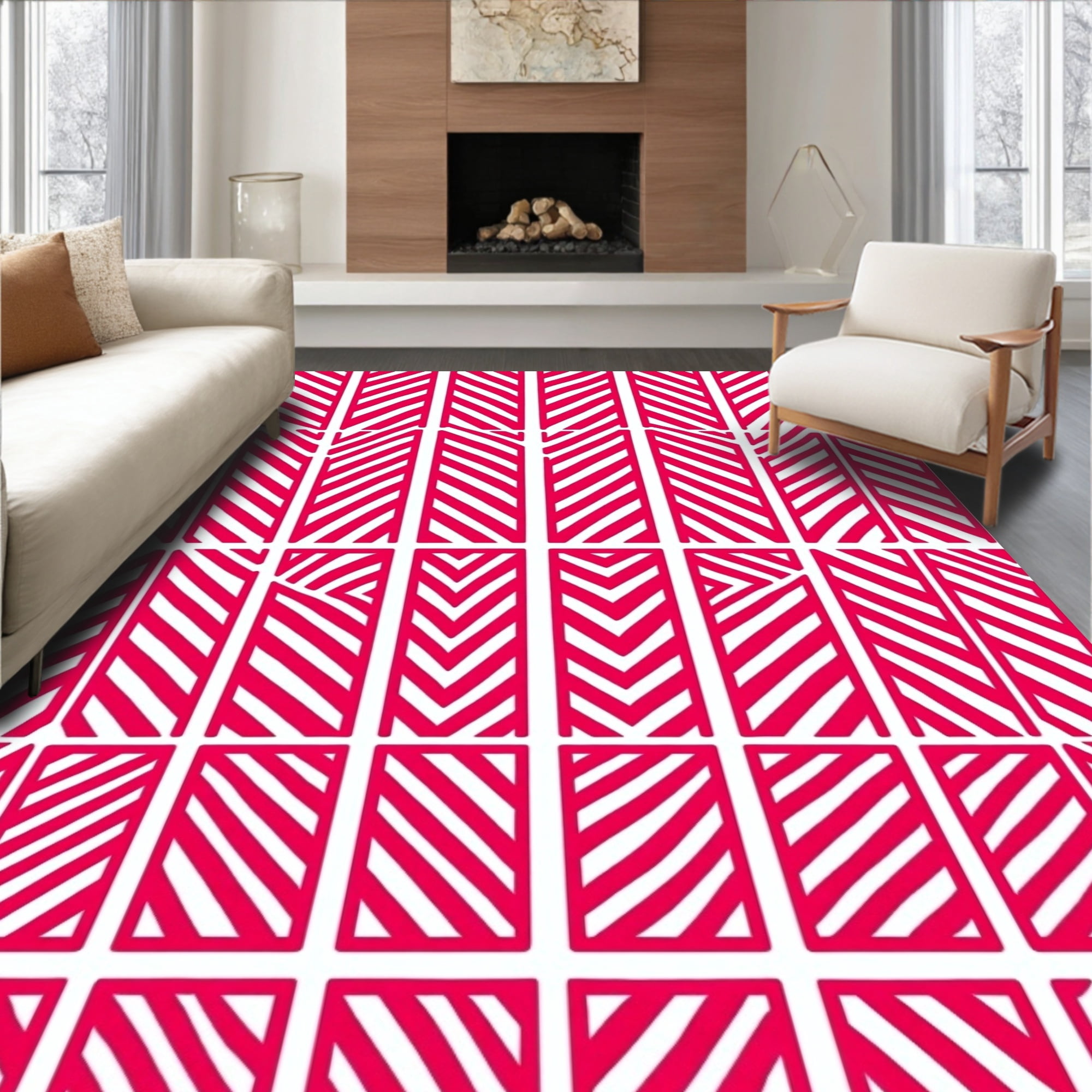 ODIKA 8'x10' Machine Washable Non-Slip Area Rug, Diagonal Lattice with ...