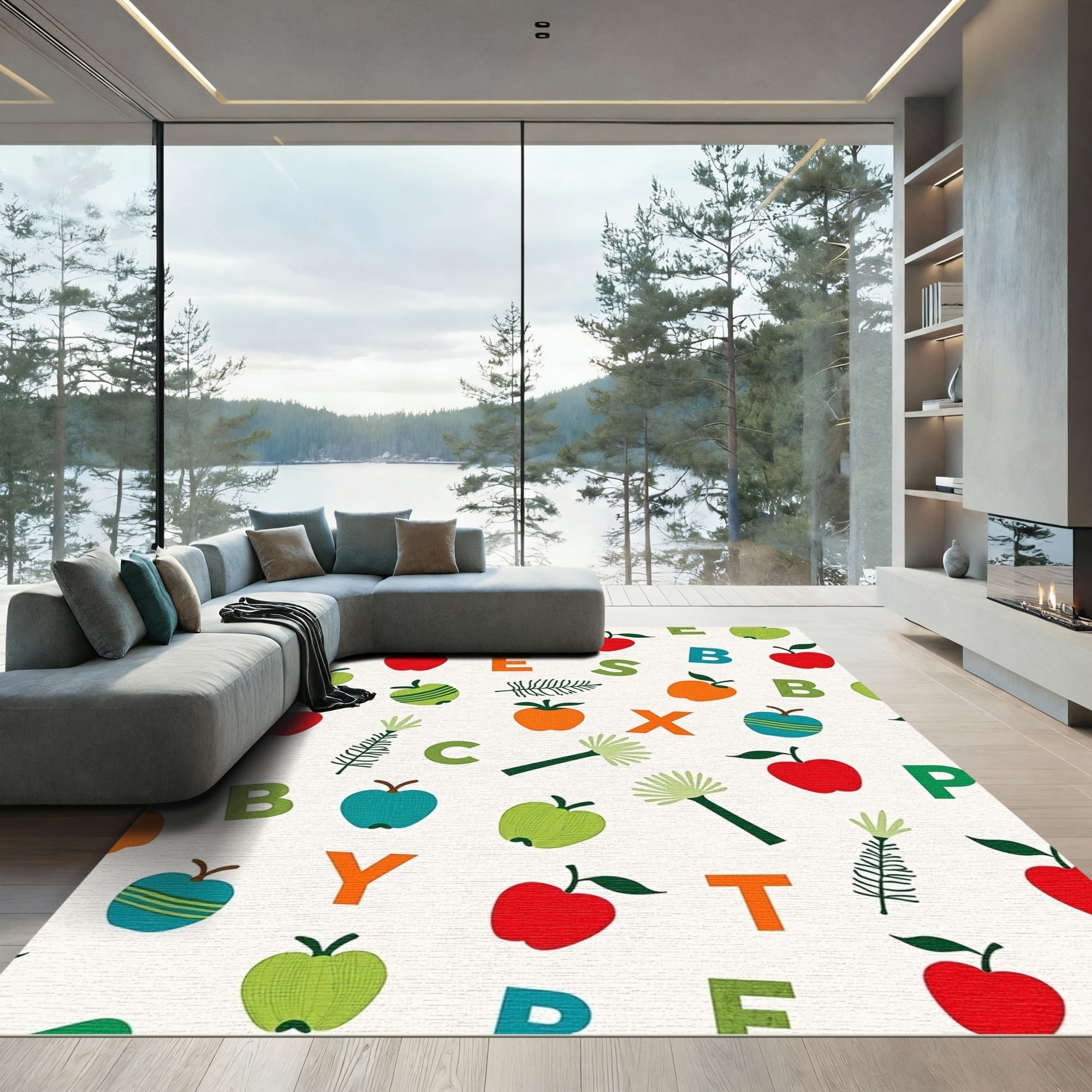 ODIKA 8'x10' Machine Washable Non-Slip Area Rug, Early Reading ...