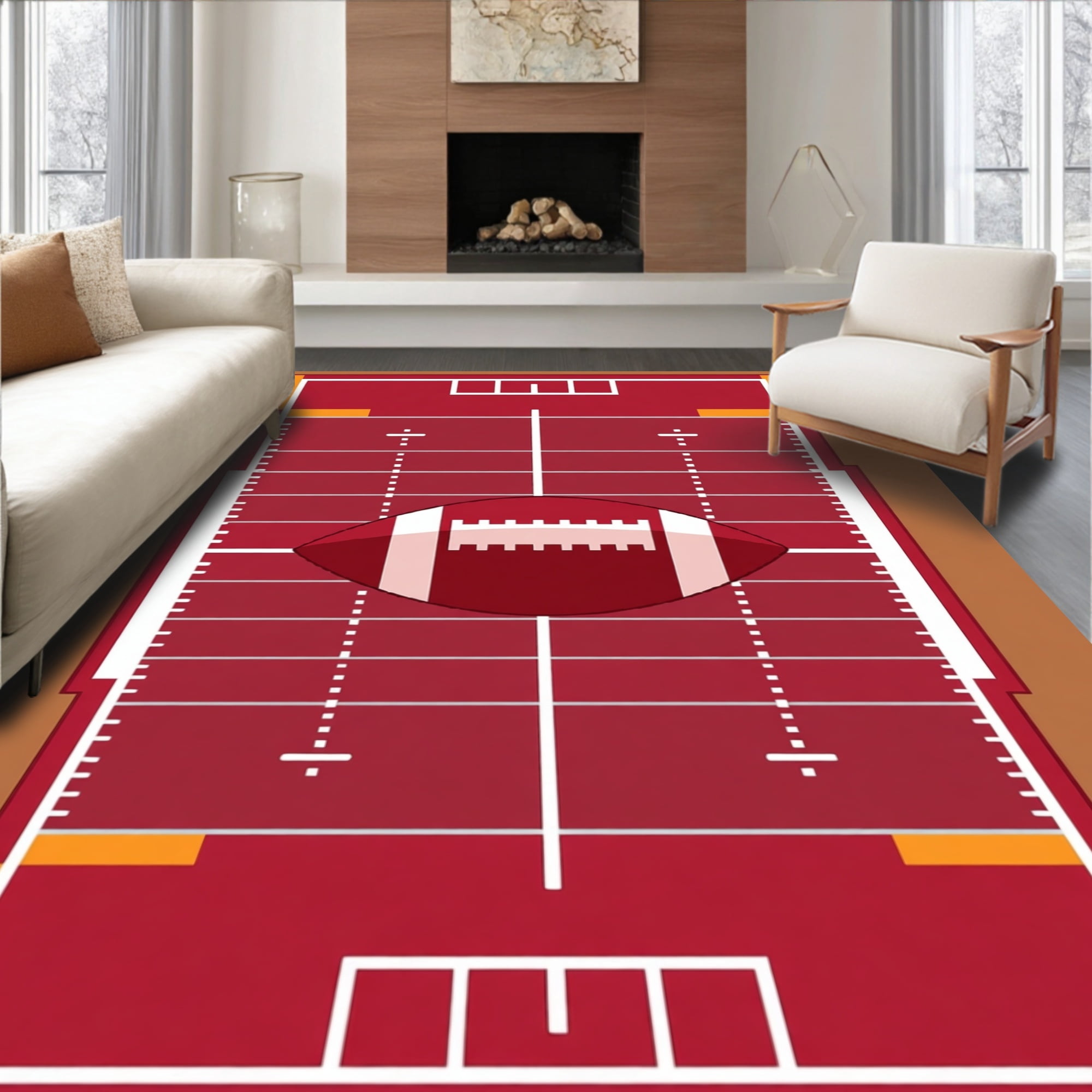 ODIKA 8'x10' Machine Washable Non-Slip Area Rug, Football Field Yard ...