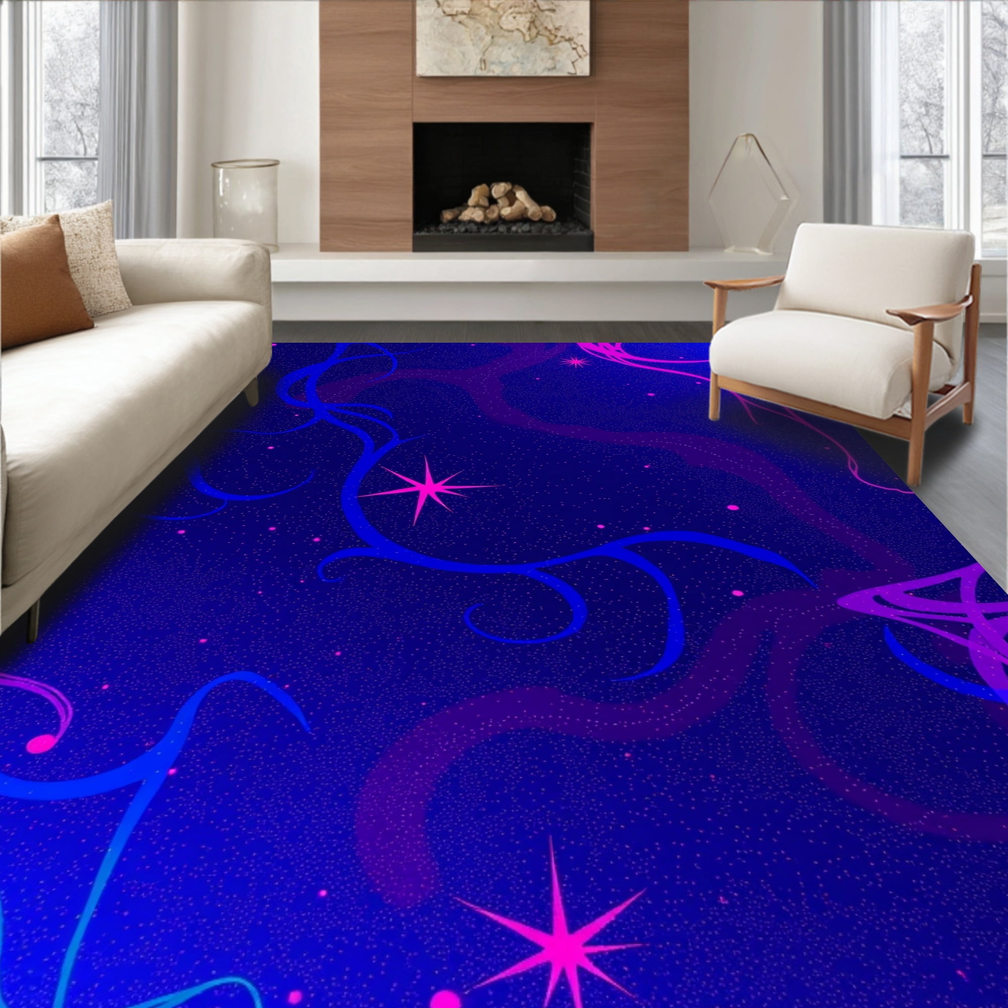 ODIKA 8x10 Machine Washable Non-Slip Area Rug, Galactic Stardust ...