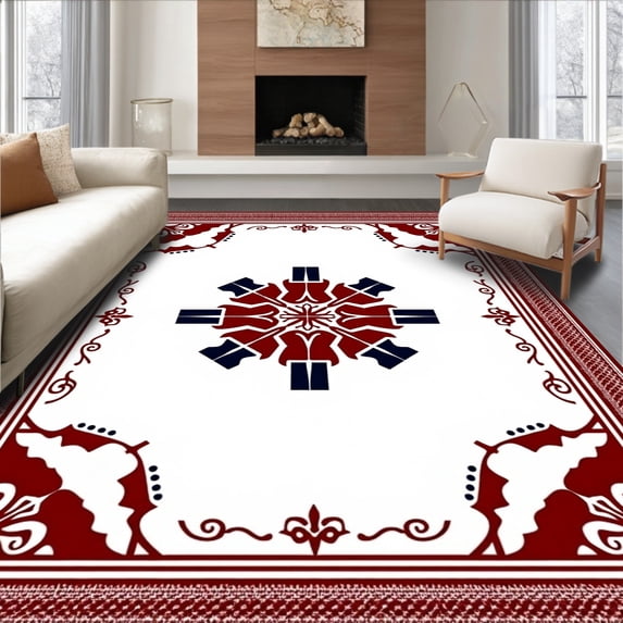 ODIKA 8x10 Machine Washable Non-Slip Area Rug, Heritage Symbol Crochet ...