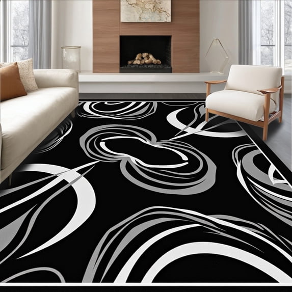 ODIKA 8x10 Machine Washable Non-Slip Area Rug, Modern Interlocking Wave ...