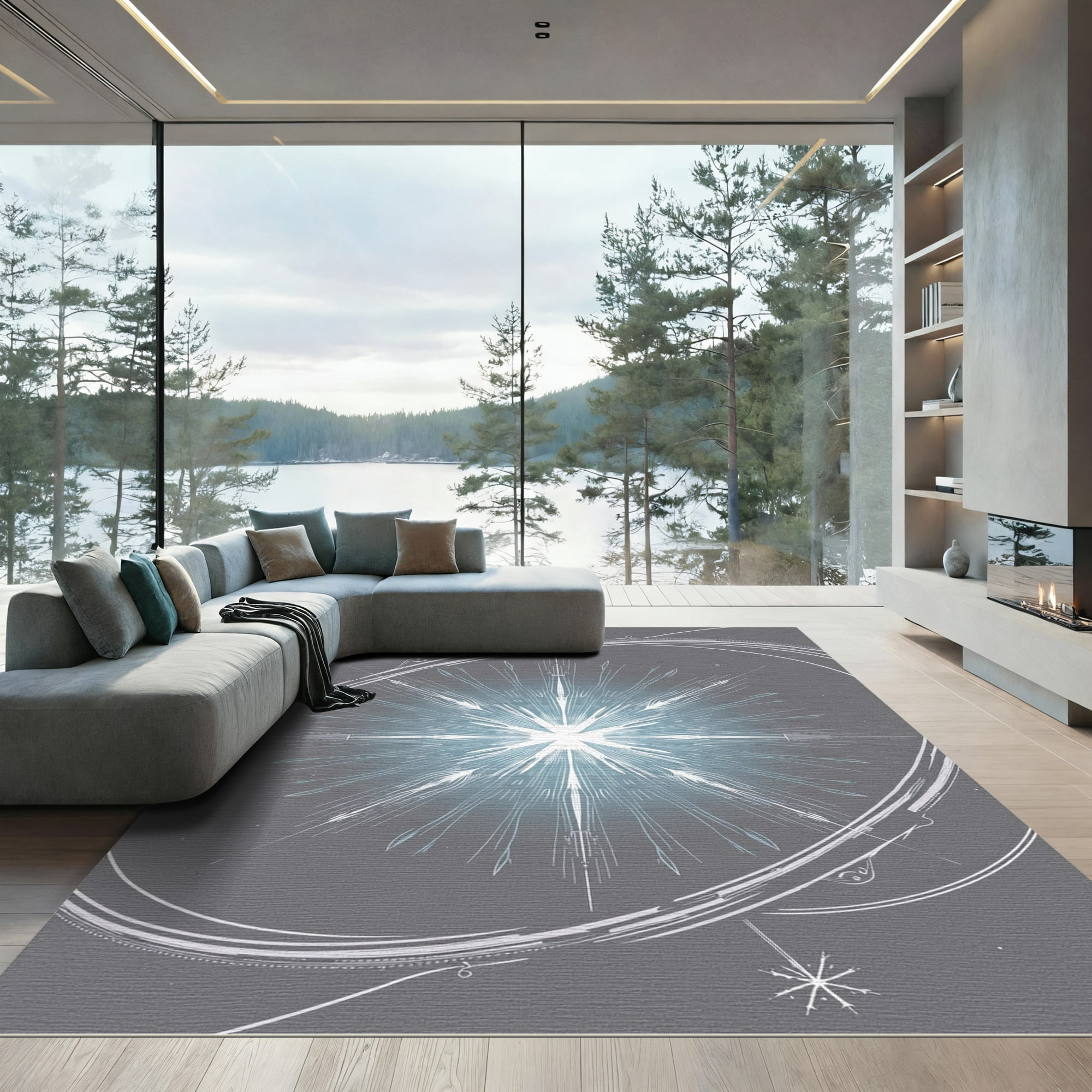 ODIKA 8'x10' Machine Washable Non-Slip Area Rug, Moonbeam Asteroid Belt ...