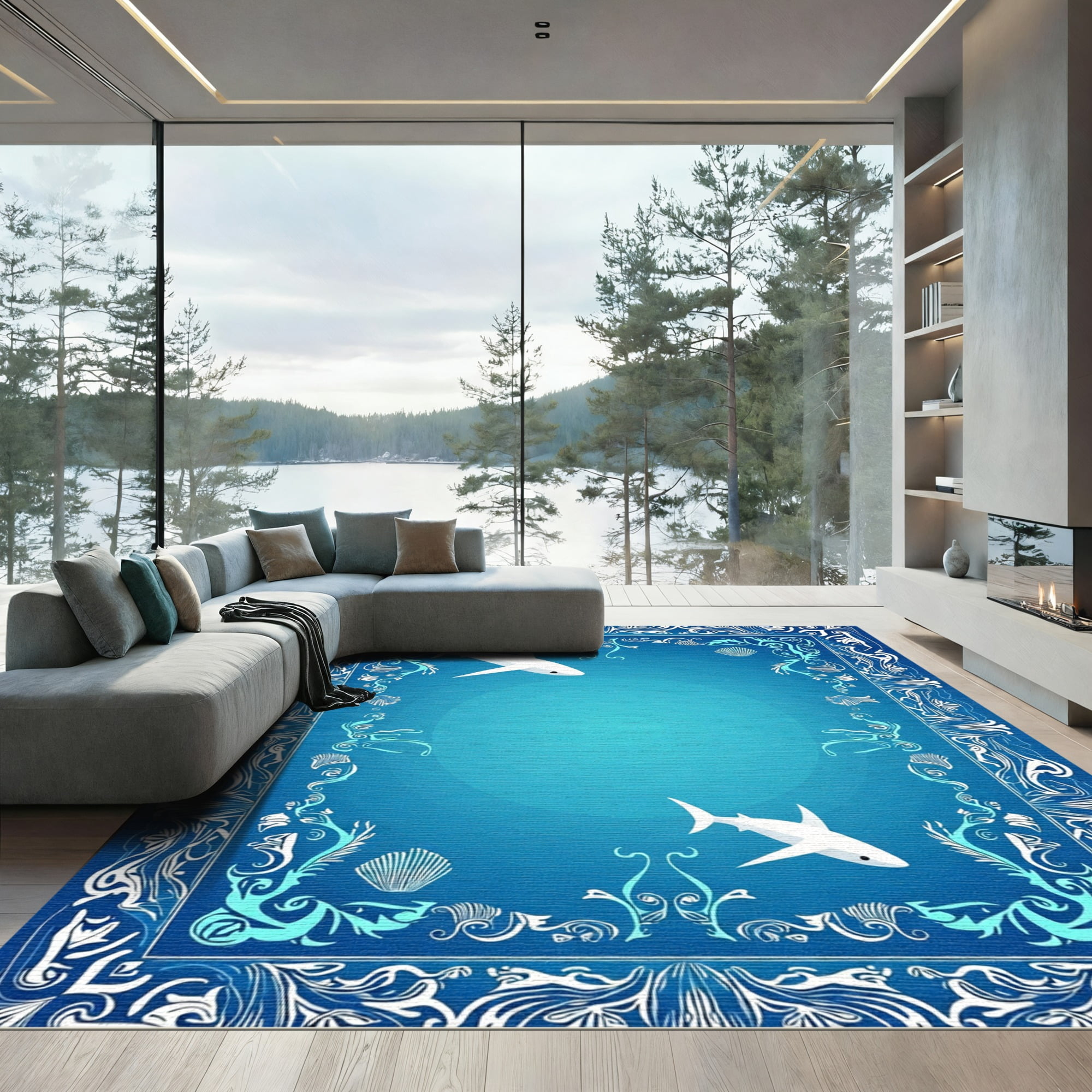 ODIKA 8'x10' Machine Washable Non-Slip Area Rug, Vivid Mosaic with ...