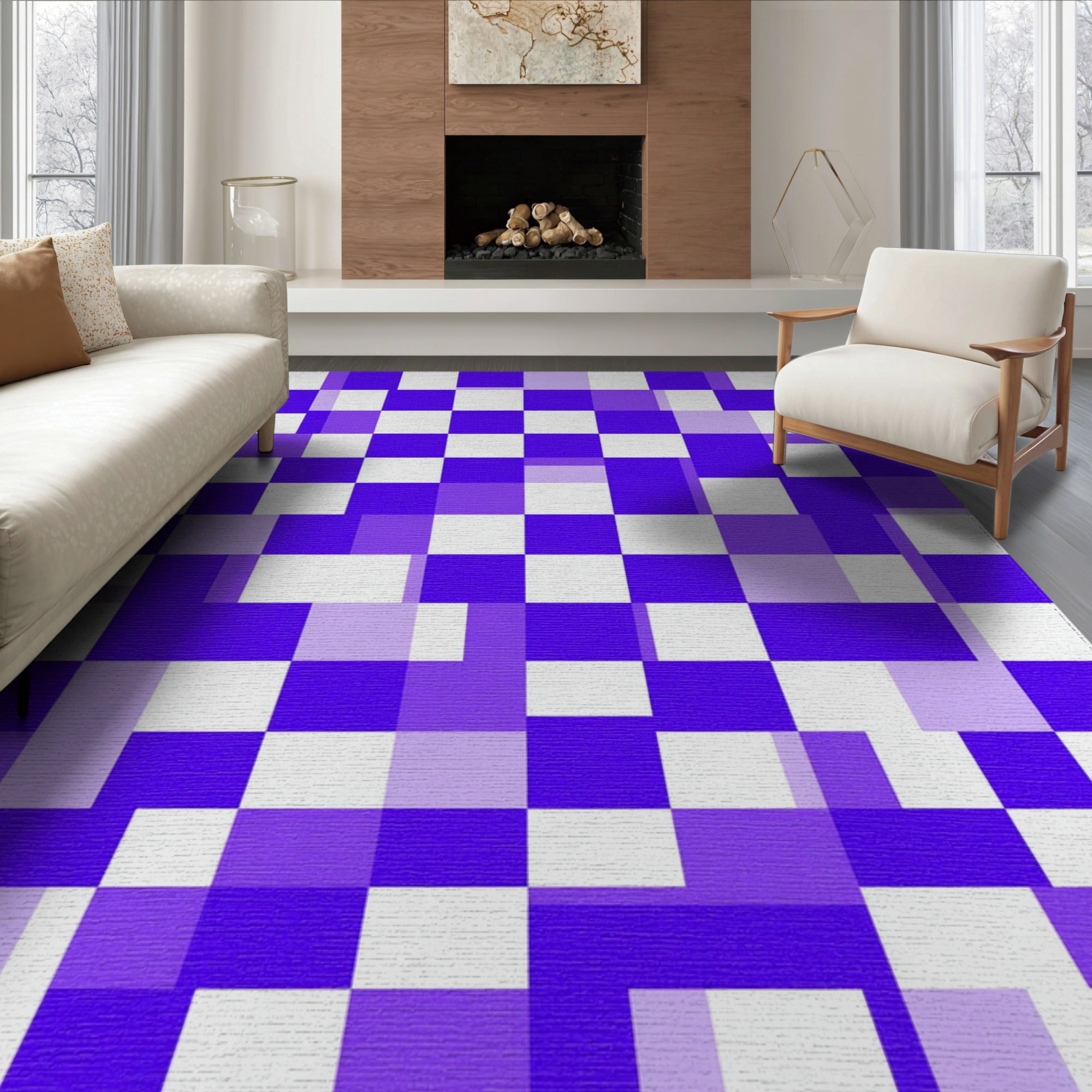ODIKA Scattered Squares With Modern Off Grid Tile Checkered Abstract ...