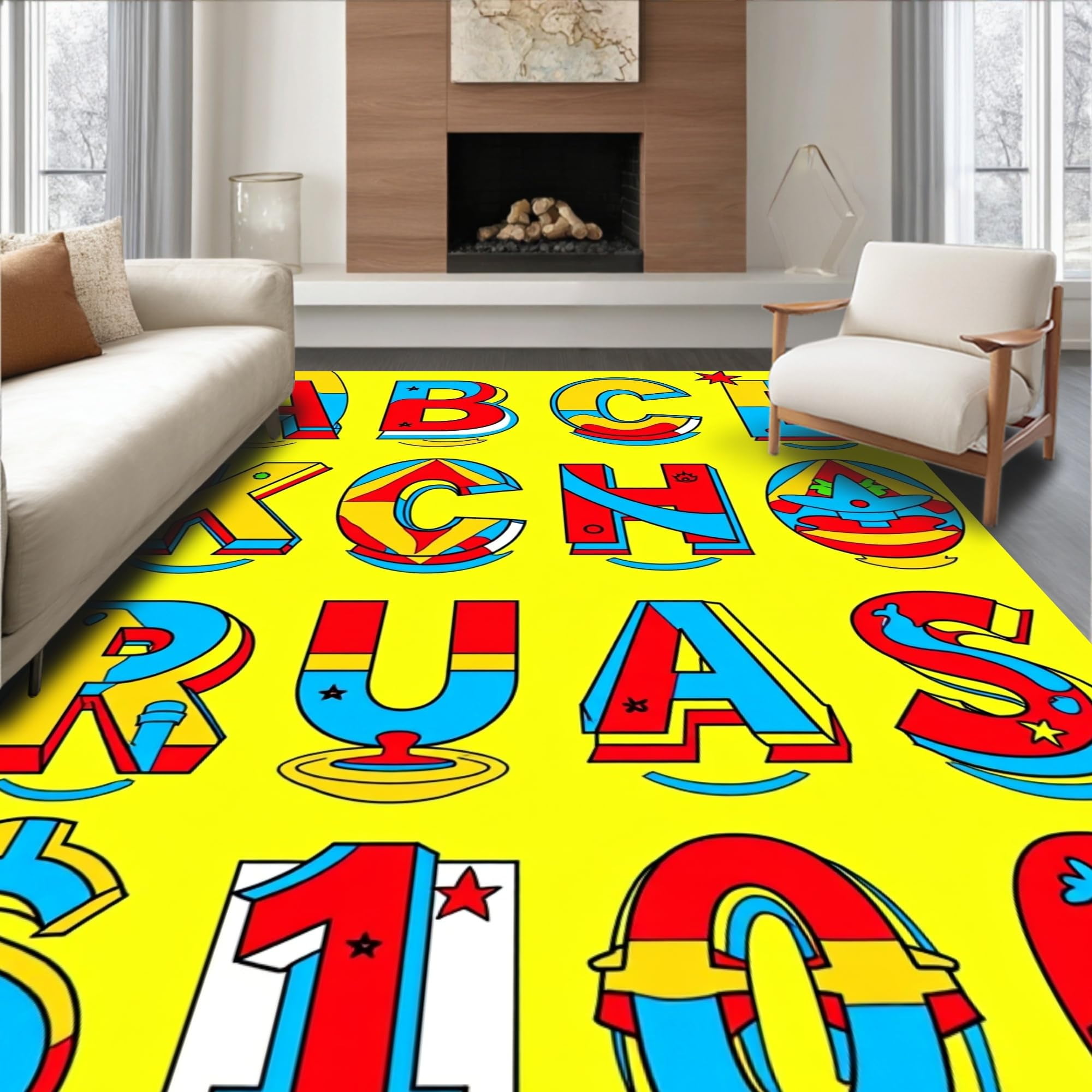 ODIKA Ultra Soft Area Rug 2x3, Educational Learning with Alphabet ...