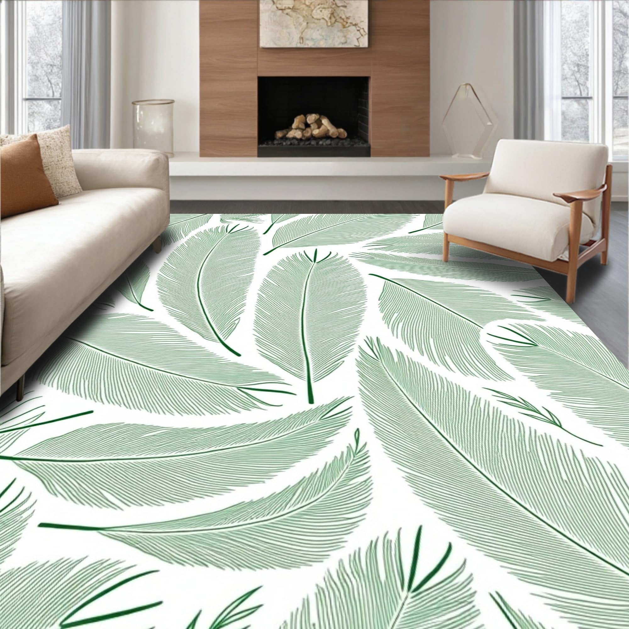 ODIKA Ultra Soft Area Rug 3x5, Jungle Canopy Palm Fronds Waterproof ...