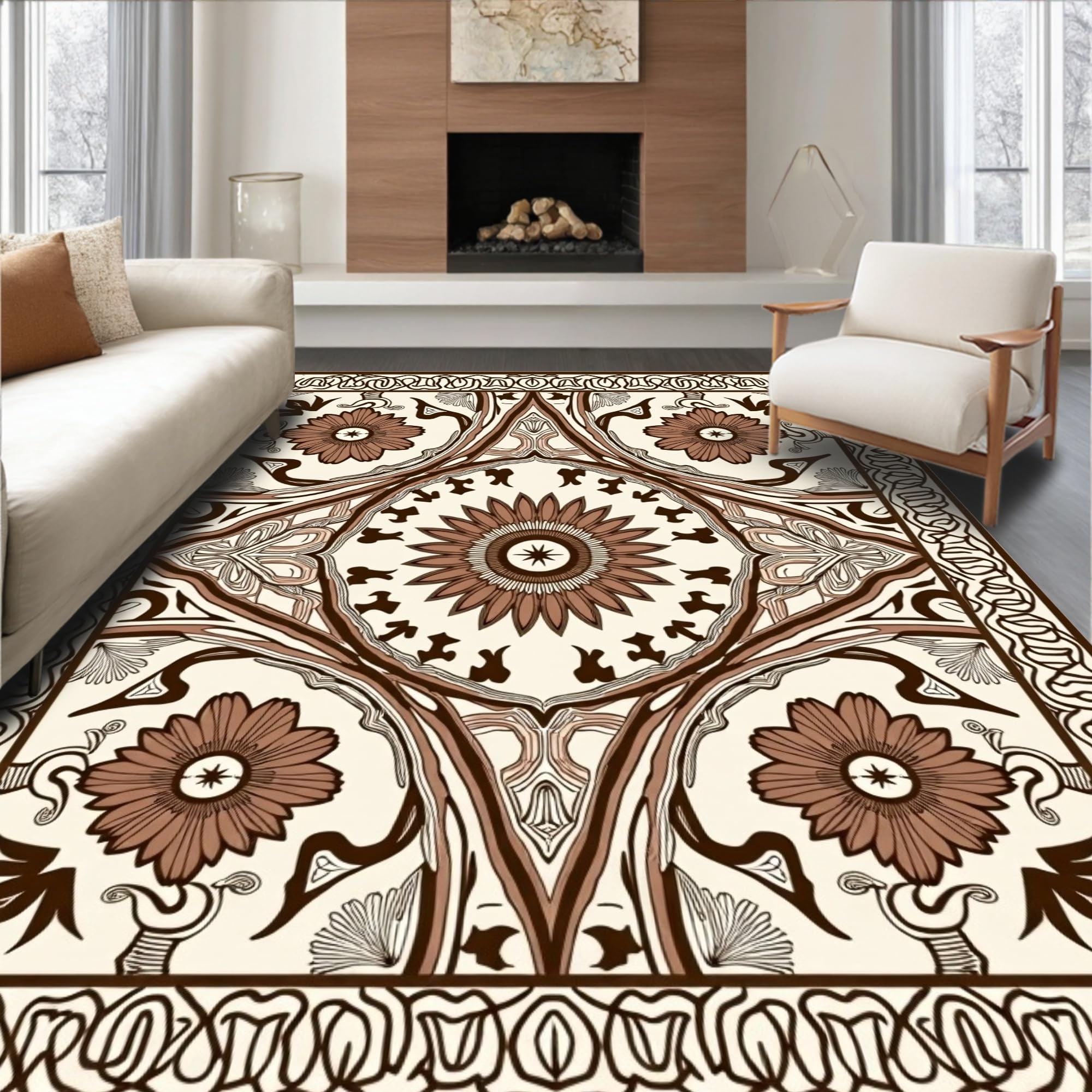 ODIKA Ultra Soft Area Rug 3x5, Kaleidoscope Flower Burst Symmetrical ...