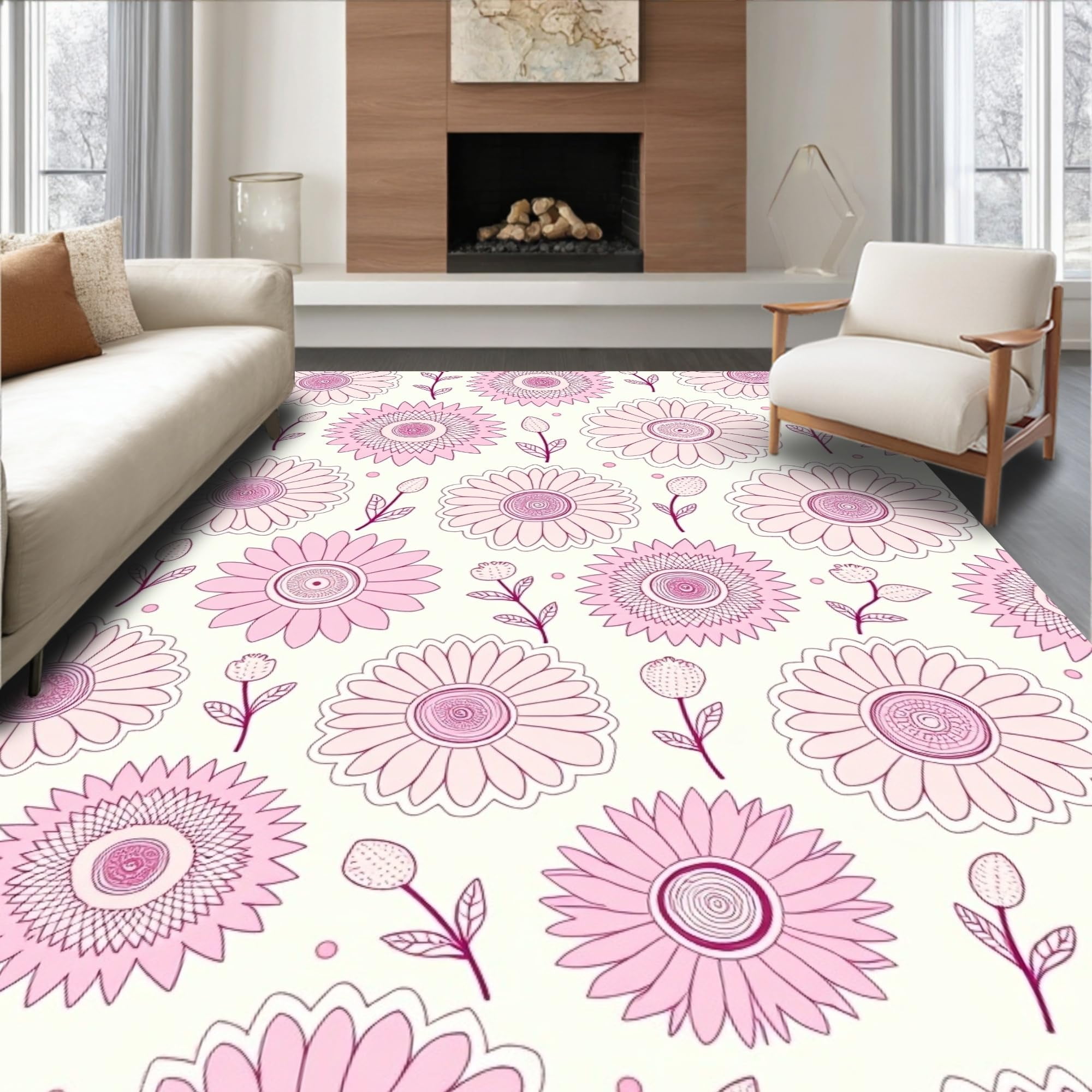 ODIKA Ultra Soft Area Rug 3x5, Preppy Petal Mosaic with Interlocking ...